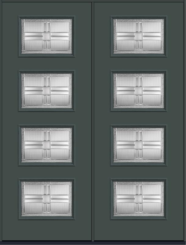 96 Saratoga Modern Pulse Ari 4-Lite Smooth Fiberglass Double Doors ...