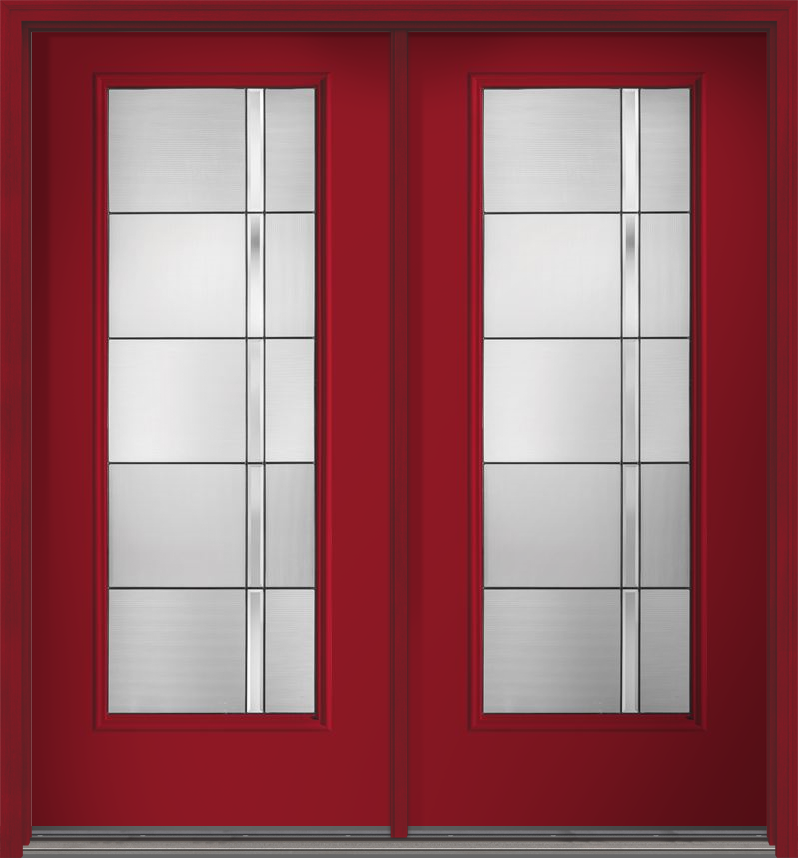 80 Axis Contemporary Modern Full Lite Smooth Fiberglass Double Doors ...