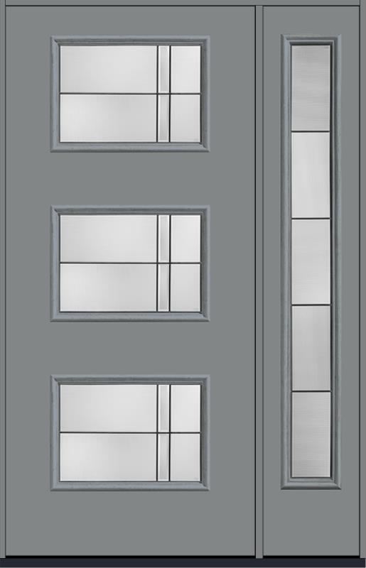 80 Axis Modern Pulse Ari 3-Lite Smooth Fiberglass Single Door,Sidelite ...