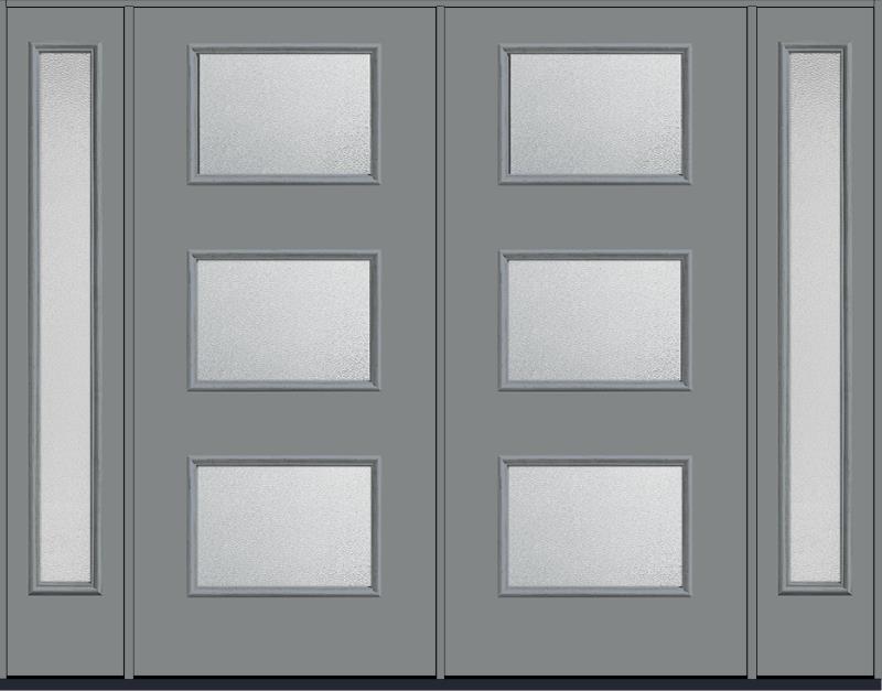 80 Granite Modern Pulse Ari 3-Lite Smooth Fiberglass Double Door ...