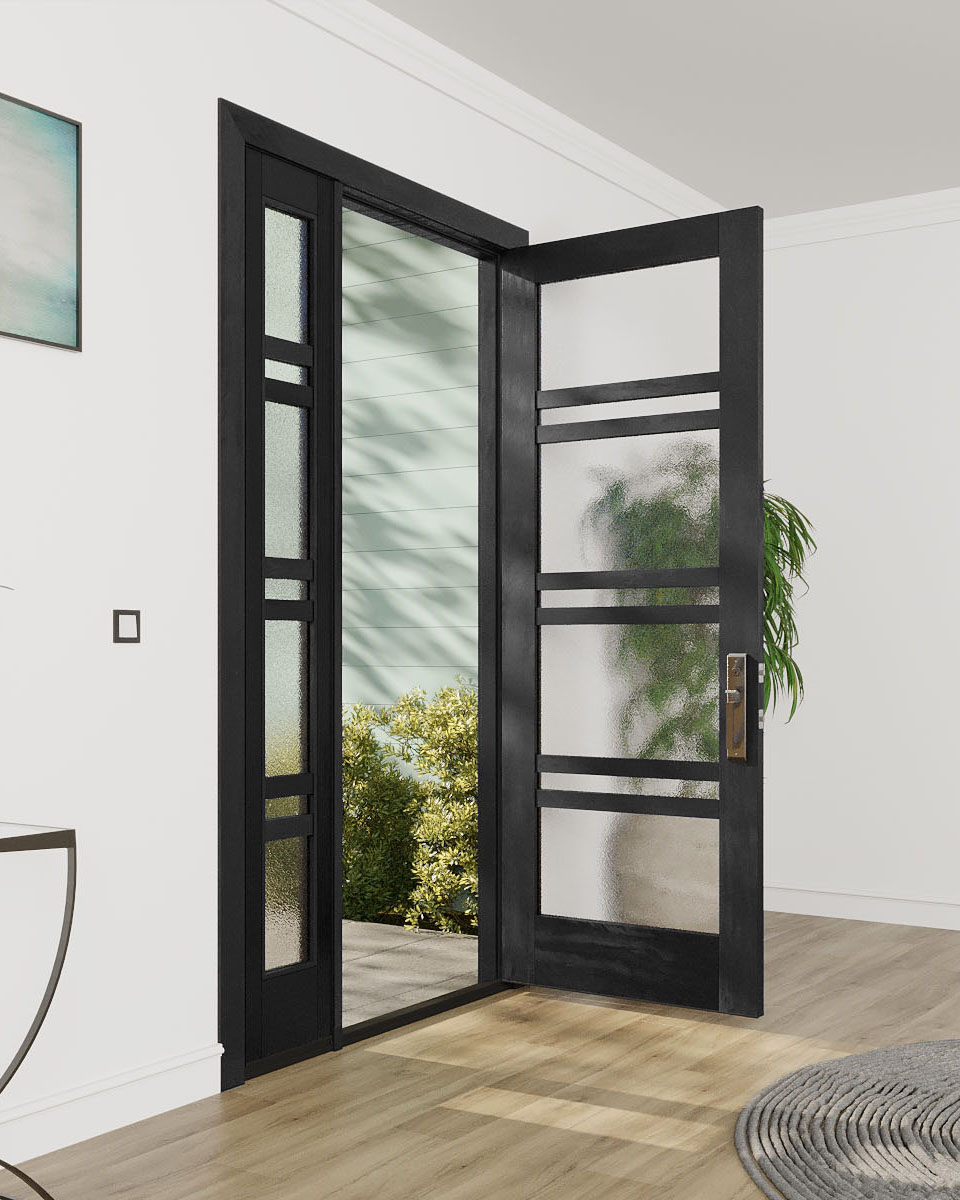 Mahogany 7 Lite SDL Contemporary Modern Shaker Single Door, Sidelite ...