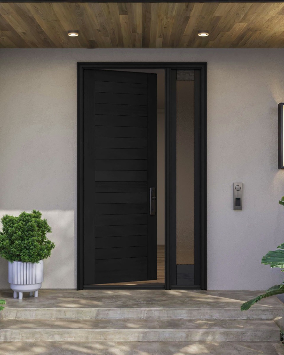 Mahogany Horizontal plank Modular Modern Shaker Single Door, Sidelite ...