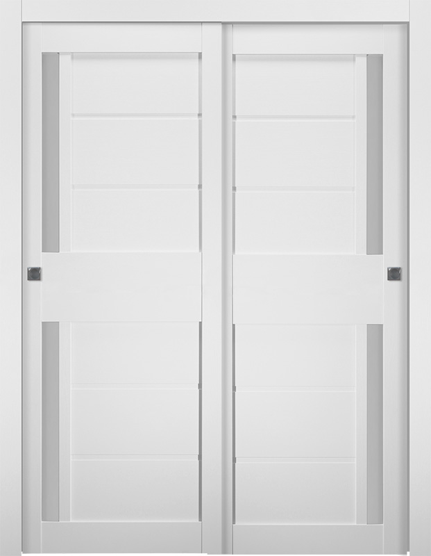 Prefinished Esta Vetro Bianco Noble Modern Interior Bypass Door