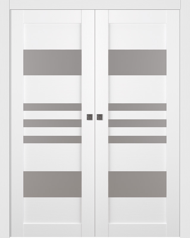 Prefinished Leti Vetro Bianco Noble Modern Interior Double Pocket Door