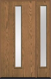 96 Low-E Modern Pulse Ari 4-Lite Oak Fiberglass Single Door,Sidelite ...