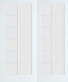 96" 12 Lite French Primed Wood Double Door