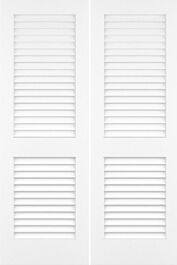 80" 1-3/4" Primed Wood Plantation Louver over Louver Double Door