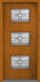 80" Saratoga Pulse Ari 3-Lite Oak Fiberglass Single Door