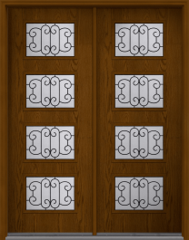 96" Riserva Modern Pulse Ari 4-Lite Oak Fiberglass Double Door
