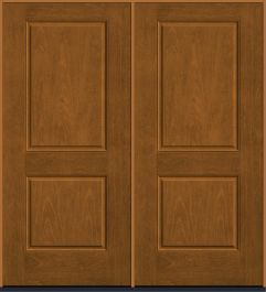 80" 2 Panel Square Top Mahogany Fiberglass Double Door