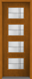 96" Axis Modern Pulse Ari 4-Lite Mahogany Fiberglass Single Door