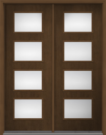 96" Low-E Modern Pulse Ari 4-Lite Mahogany Fiberglass Double Door