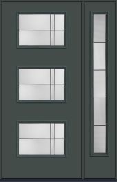 80" Axis Modern Pulse Ari 3-Lite Smooth Fiberglass Single Door, Full ...