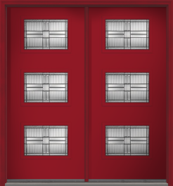 80" Saratoga Pulse Ari 3-Lite Smooth Fiberglass Double Door