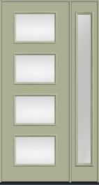 96" Low-E Modern Pulse Ari 4-Lite Smooth Fiberglass Single Door, Full ...