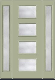 96" Rainglass Modern Pulse Ari 4-Lite Smooth Fiberglass Single Door ...