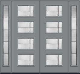 96" Axis Modern Pulse Ari 4-Lite Smooth Fiberglass Double Door, Full ...