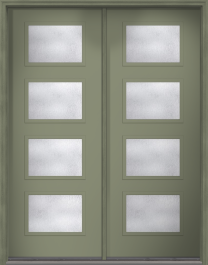 96" Rainglass Modern Pulse Ari 4-Lite Smooth Fiberglass Double Door