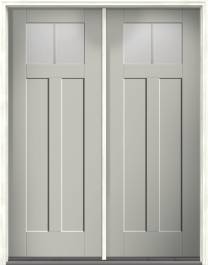 96" Satin Etch Craftsman 2 Lite 2 Panel Shaker SDL Flat 1-1/8" Smooth ...