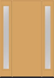 96" Flush Panel Smooth Flush-Glazed Fiberglass Single Door, Full Sidelites