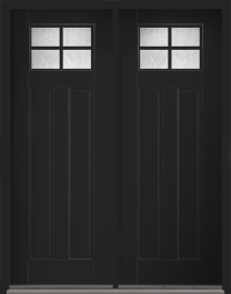 96" Chord Craftsman 4 Lite 2 Panel SDL Smooth Fiberglass Double Door