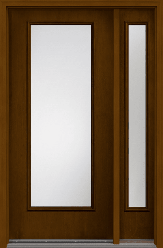 80" Clear Full Lite Mahogany Fiberglass Single Door, Sidelite