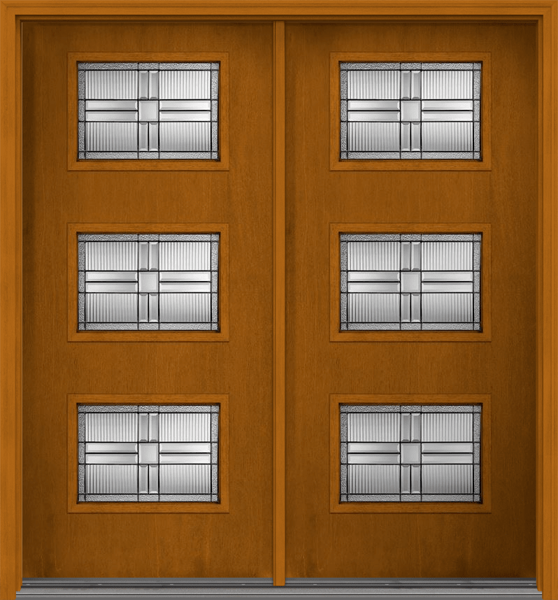 80" Saratoga Pulse Ari 3-Lite Mahogany Fiberglass Double Door