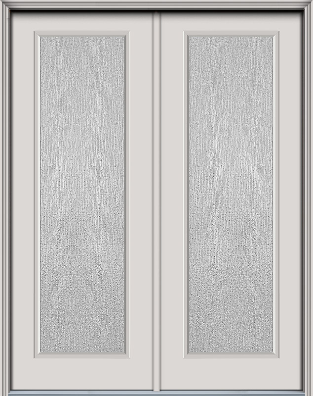96" Rain Full Lite Contemporary Smooth Fiberglass Double Door, WBD Impact