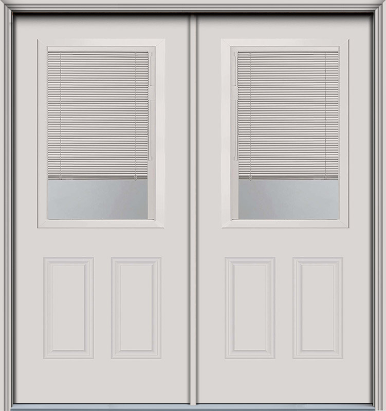 80" Blink Blinds Low-E 1/2 Lite 2 Panel Contemporary Smooth Fiberglass ...