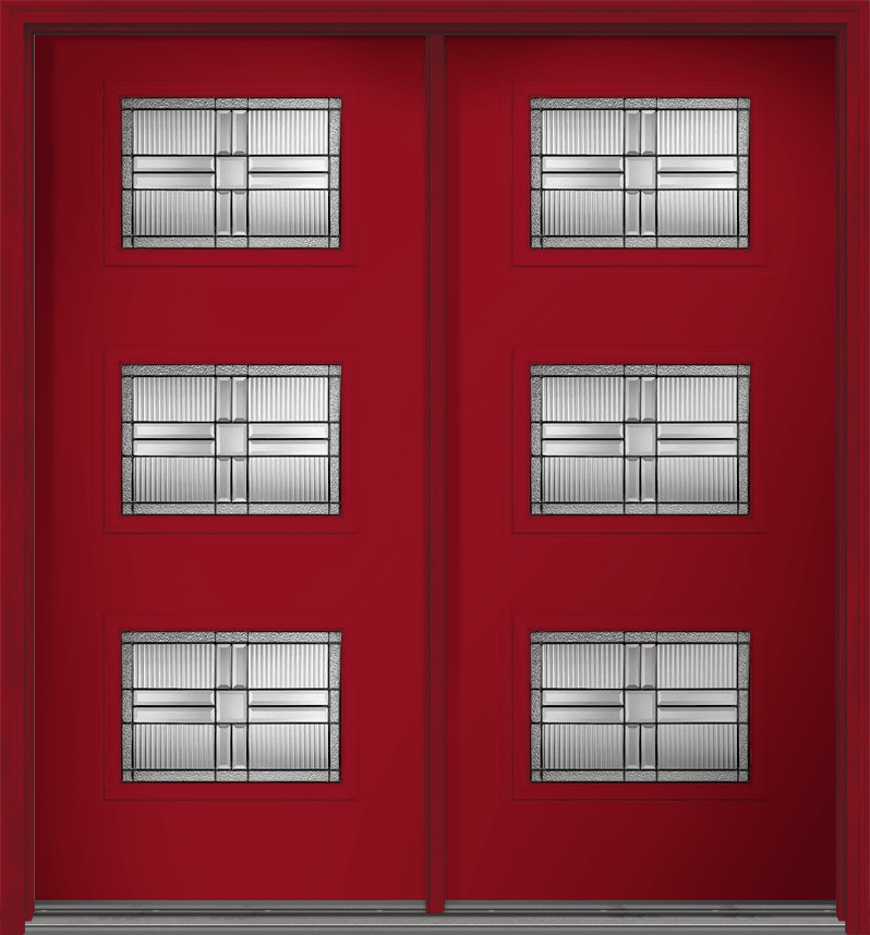 80" Saratoga Pulse Ari 3-Lite Smooth Fiberglass Double Door