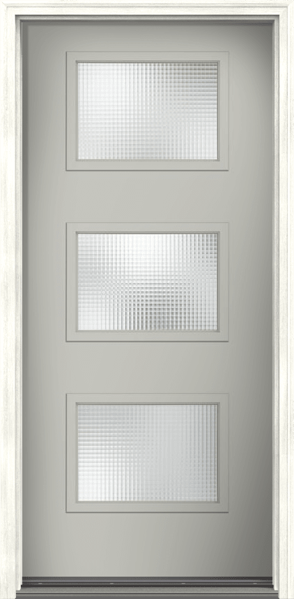 80" Geometric Modern Pulse Ari 3-Lite Smooth Fiberglass Single Door