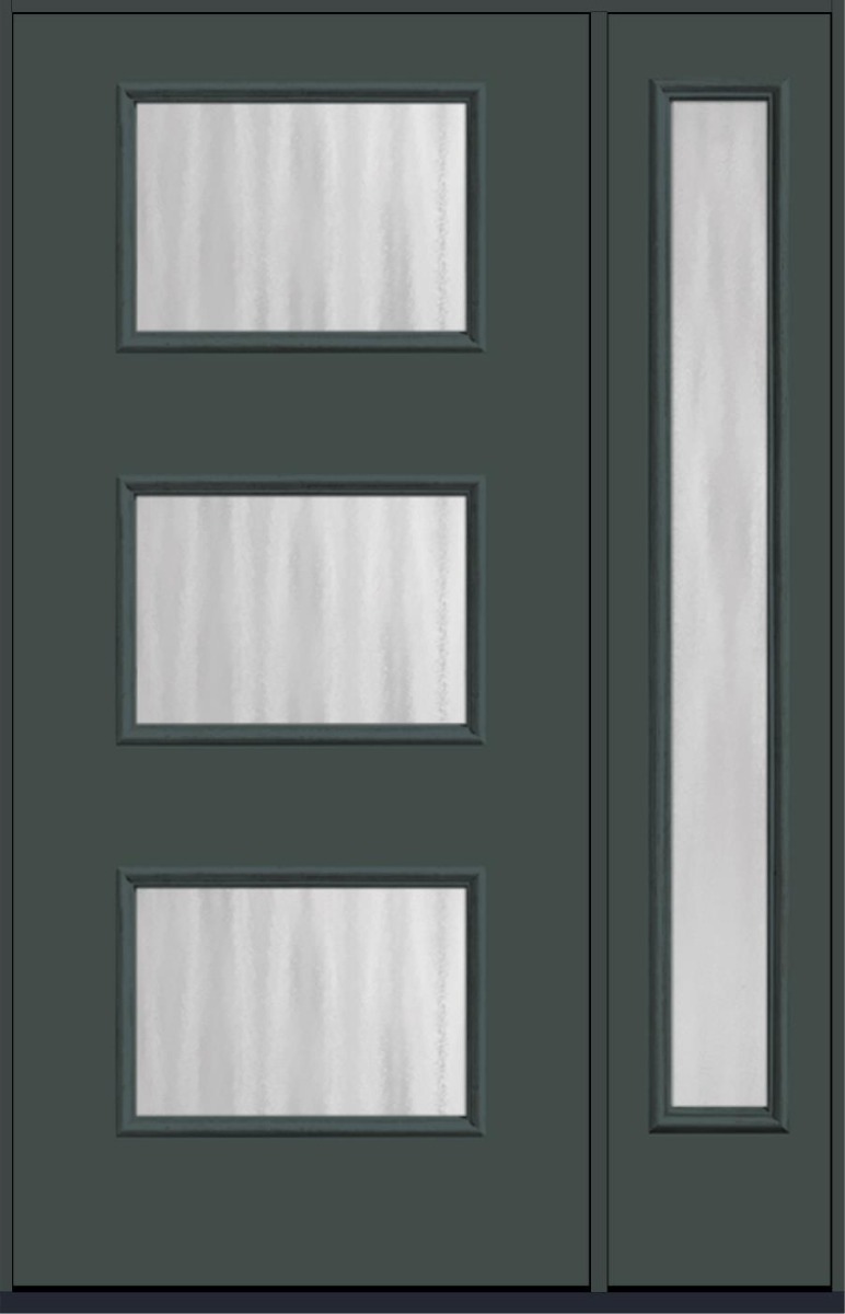 80" Chinchilla Modern Pulse Ari 3-Lite Smooth Fiberglass Single Door ...