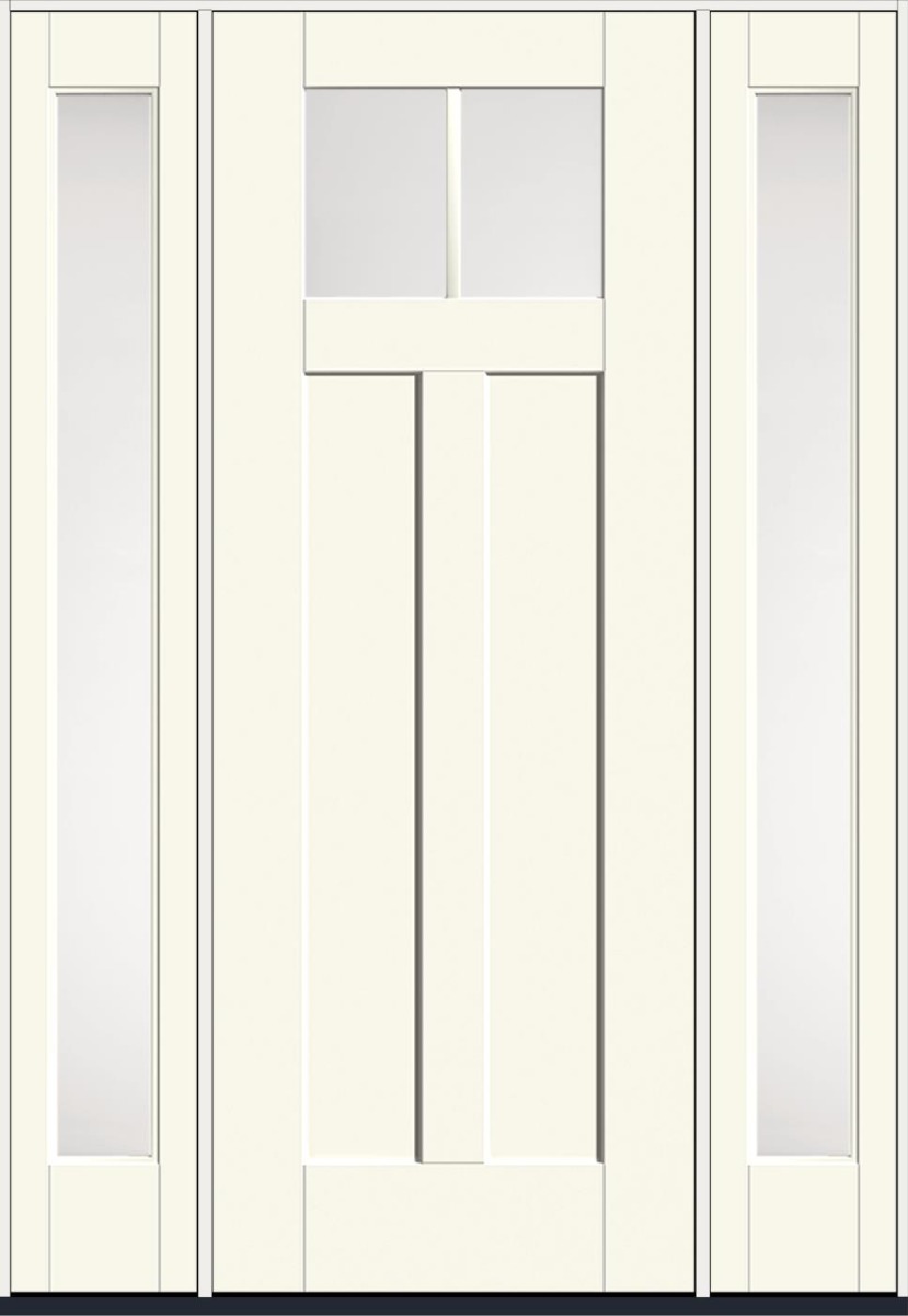 96" Satin Etch Craftsman 2 Lite 2 Panel Shaker SDL Flat 1-1/8" Smooth ...