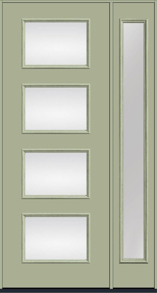 96" Low-E Modern Pulse Ari 4-Lite Smooth Fiberglass Single Door, Full ...
