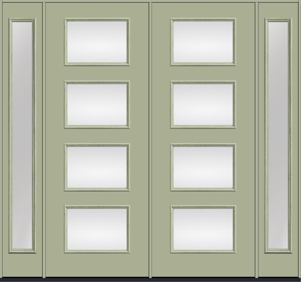 96" Low-E Modern Pulse Ari 4-Lite Smooth Fiberglass Double Door, Full ...