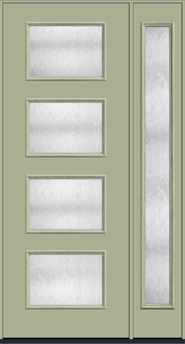 96" Chord Modern Pulse Ari 4-Lite Smooth Fiberglass Single Door, Full ...