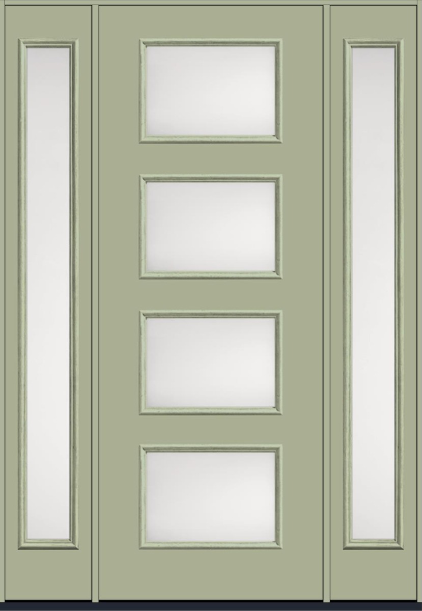 96" Satin Etch Modern Pulse Ari 4-Lite Smooth Fiberglass Single Door ...