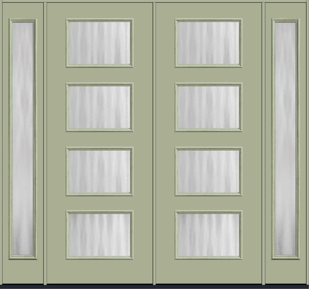 96" Chinchilla Modern Pulse Ari 4-Lite Smooth Fiberglass Double Door ...