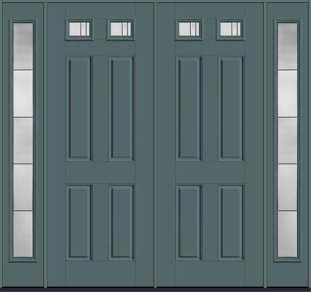 96" Axis Top View 2 Lite 4 Panel Smooth Fiberglass Double Door, Full ...