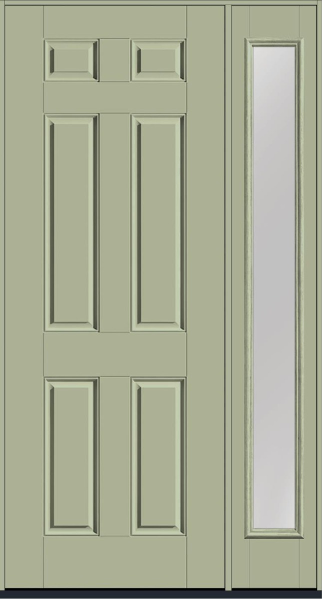 96" 6 Panel Smooth Fiberglass Single Door, Full Sidelite