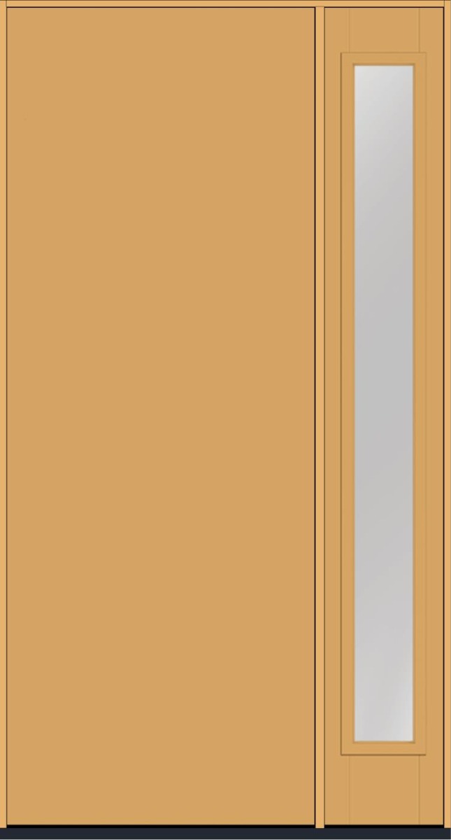 96" Flush Panel Smooth Flush-Glazed Fiberglass Single Door, Full Sidelite