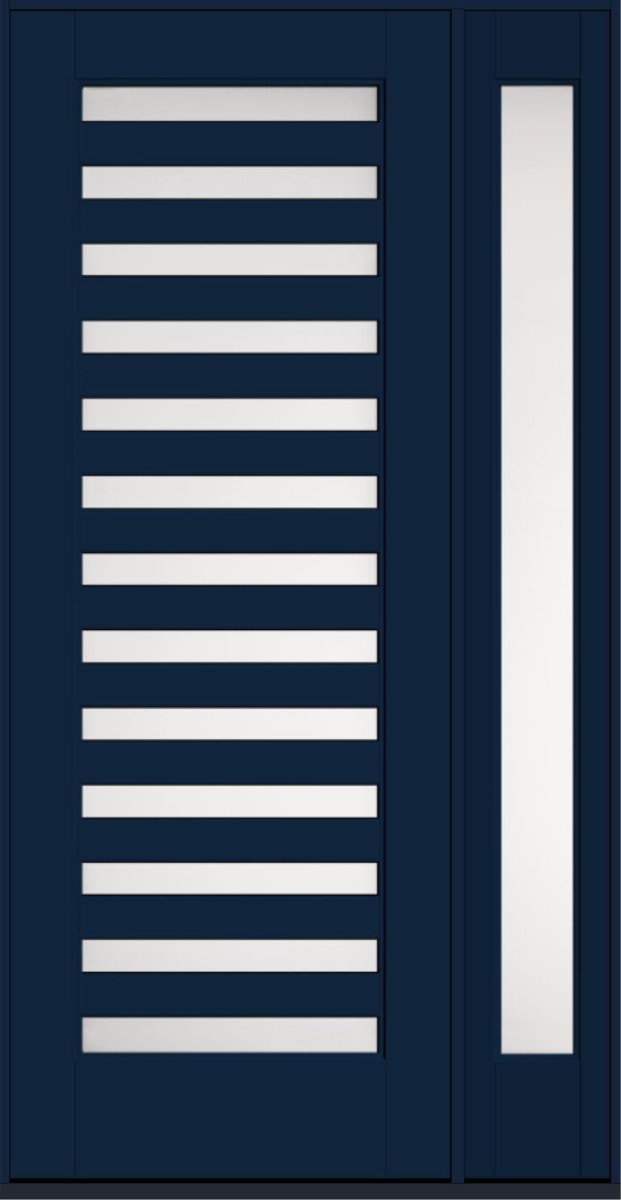 96" Satin Etch Slimlite 13 Lite SDL Flat 3-1/2" Smooth Full Lite Flush ...